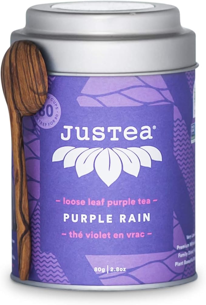 JusTea Purple Rain | Loose Leaf Purple Tea with Hand Carved Tea Spoon ...