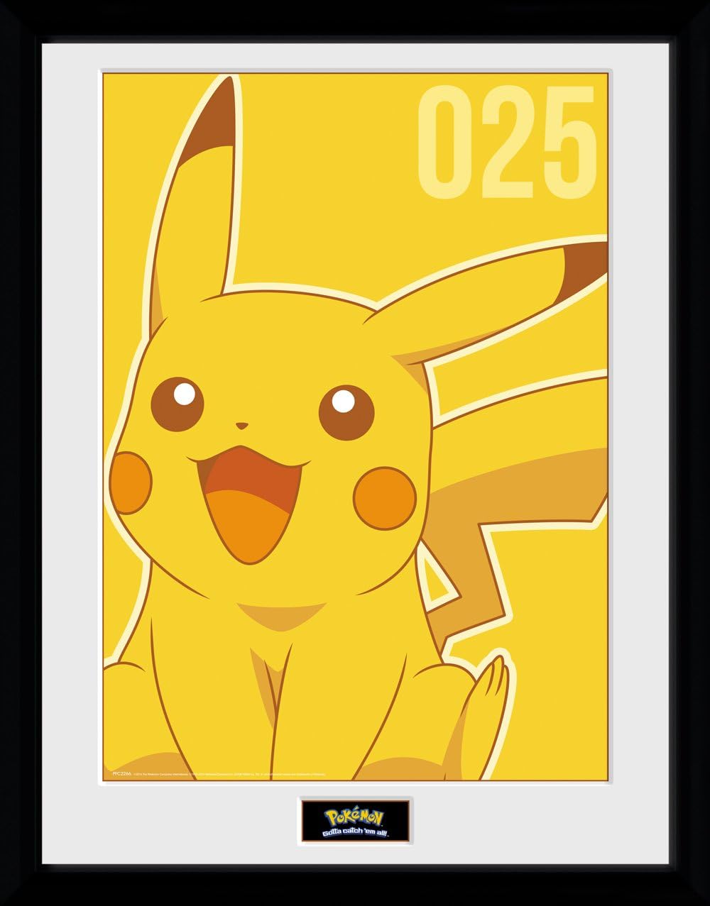 GB eye LTD, Pokemon, Pikachu Mono, Framed Print, 30 x 40cm, Wood, Multi ...