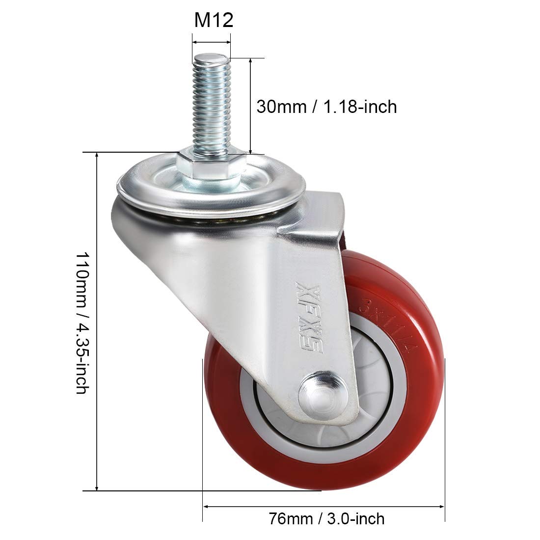 Industrial & Scientific Swivel Wheels PU Swivel Wheel 3 inch Diameter ...