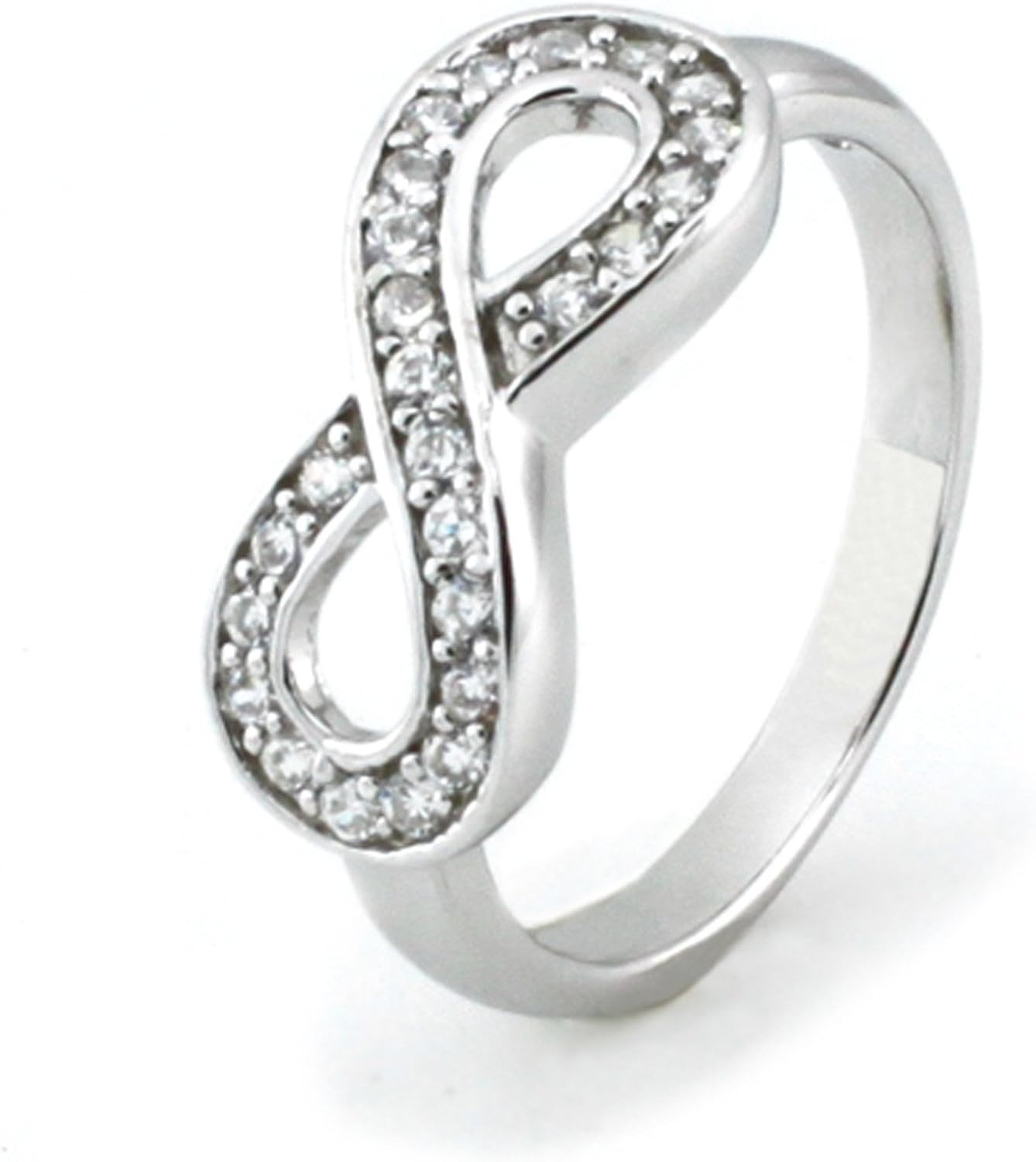 Sterling Silver Infinity Ring w/Cubic Zirconia - Size T 1/2: Amazon.co ...