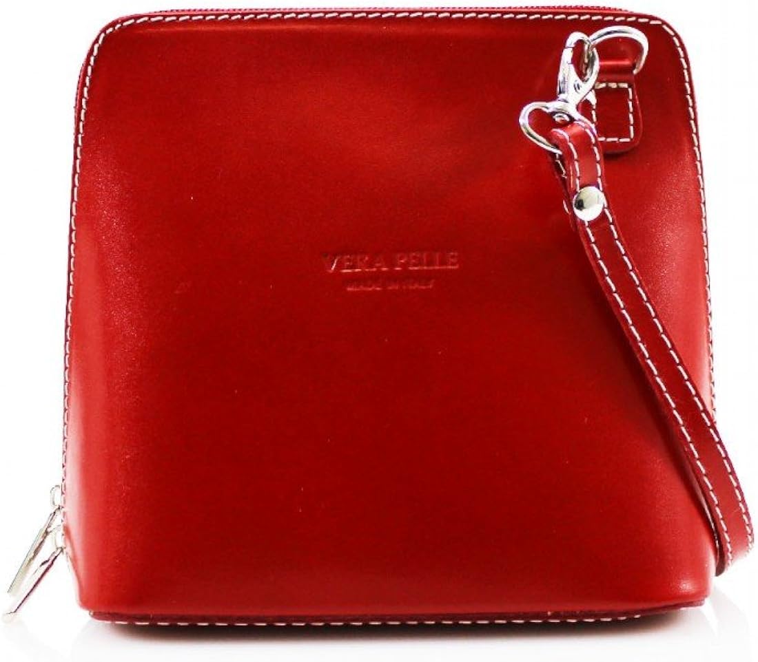 Vera Pelle Exoticglitter Womens Cross Body Red Real Leather Bag (Made ...