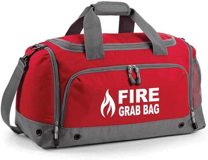 Printed School Evacuation Fire Grab Bag with Flame Logo Graphic - Red ...