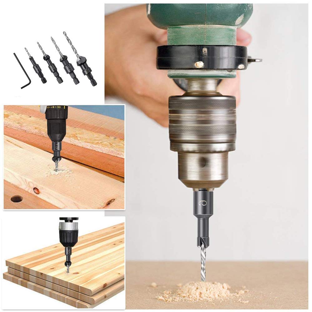 5 Stück Senkbohrer, Komfort, langlebig, HSS Sechskantschaft Reibahle ...