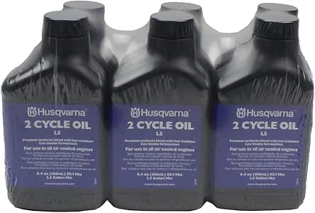 Amazon.com : Husqvarna 2 Cycle Low Smoke Oil 6.4 oz Bottle - 6 Pack ...