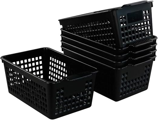 Bblie 6-pack Black Plastic Baskets, Small Deep Storage Basket: Amazon ...