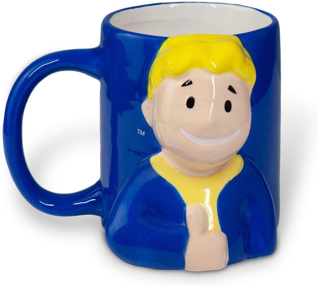 Amazon.com: Official Fallout Vault Boy Coffee Mug [BLUE MOLDED 20oz ...