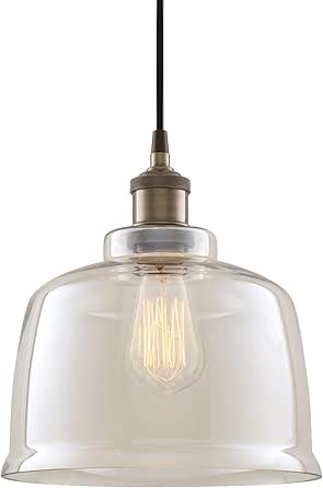 Kira Home Hawthorne 9" Vintage Industrial Pendant Light + Tinted Glass ...