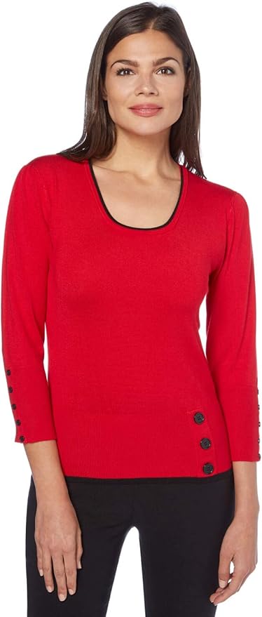 Roman Originals Women's Contrast Button Detail Jumper - Ladies Jumpers ...