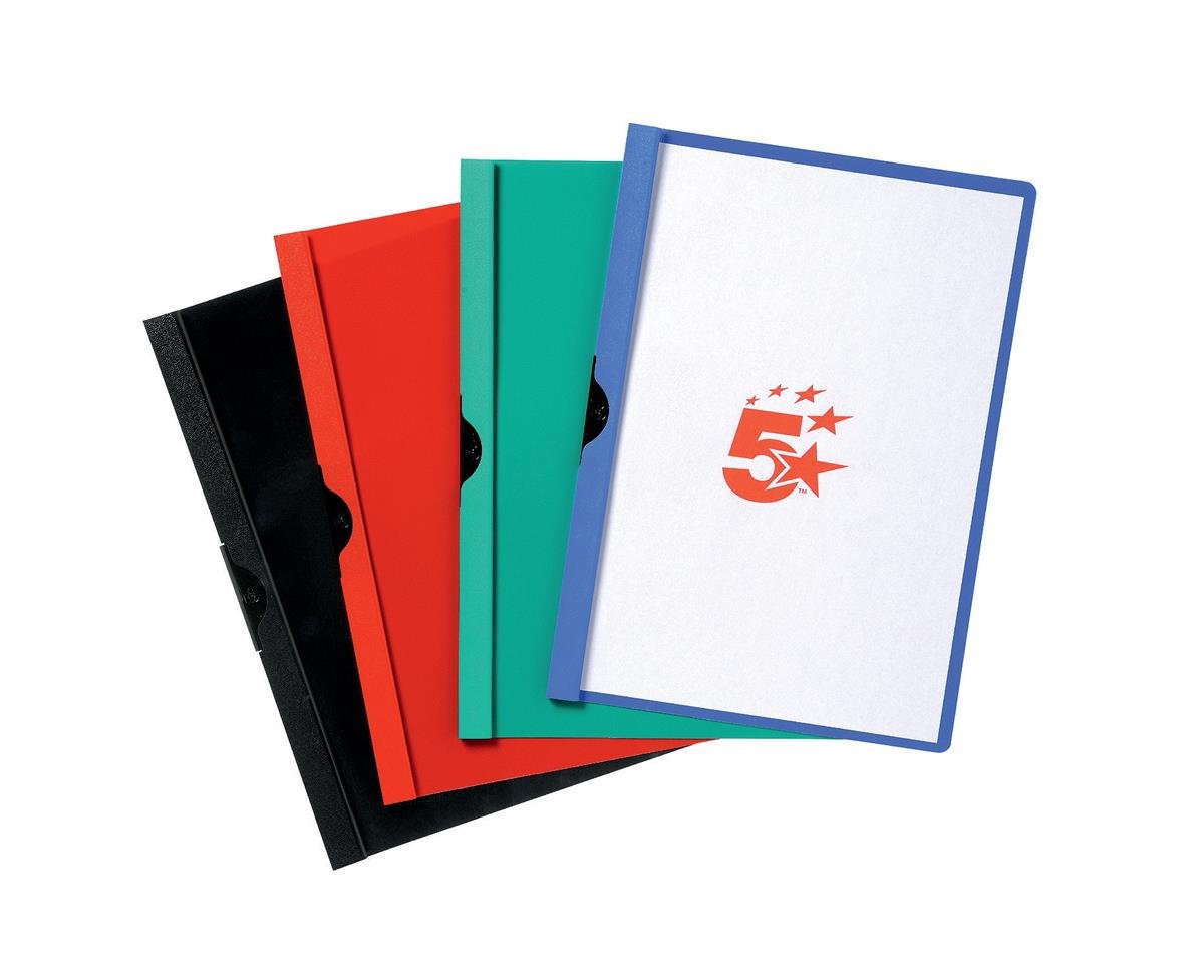 5 Star Office Clip Folder 3mm Spine for 30 Sheets A4 Red [Pack 25 ...