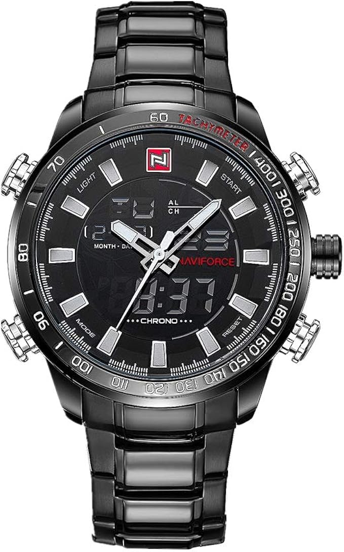 NAVIFORCE Montre analogique à quartz en acier inoxydable pour homme ...