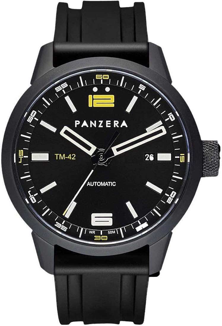 Panzera Time Master Automatic Steel Race Black Silicon Men's Watch ...