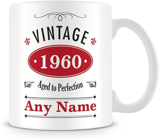 Vintage 1960 (Age 60) Personalised Mug/Cup - Customised 60th Birthday ...