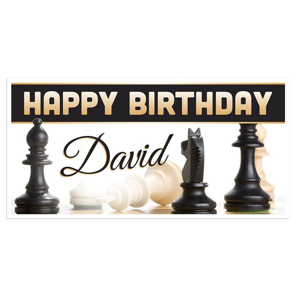 Amazon.com: Chess Birthday Banner Personalized Party Backdrop ...