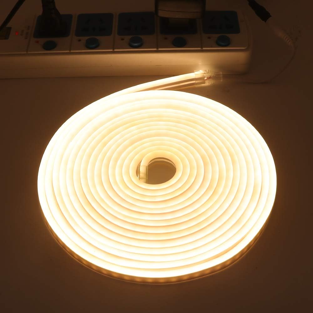 XUNATA LED Strip Lights, LED Neon Light Rope, 3500K Warm White Outdoor ...