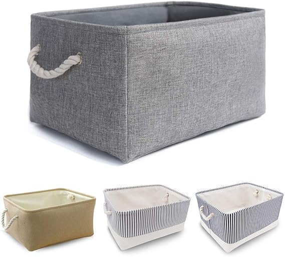 Collapsible Thickened Canvas Storage Box with Rope Handles (Washable ...