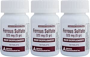 Amazon.com: Ferrous Sulfate Iron Supplement 325 mg (5GR) Generic for ...
