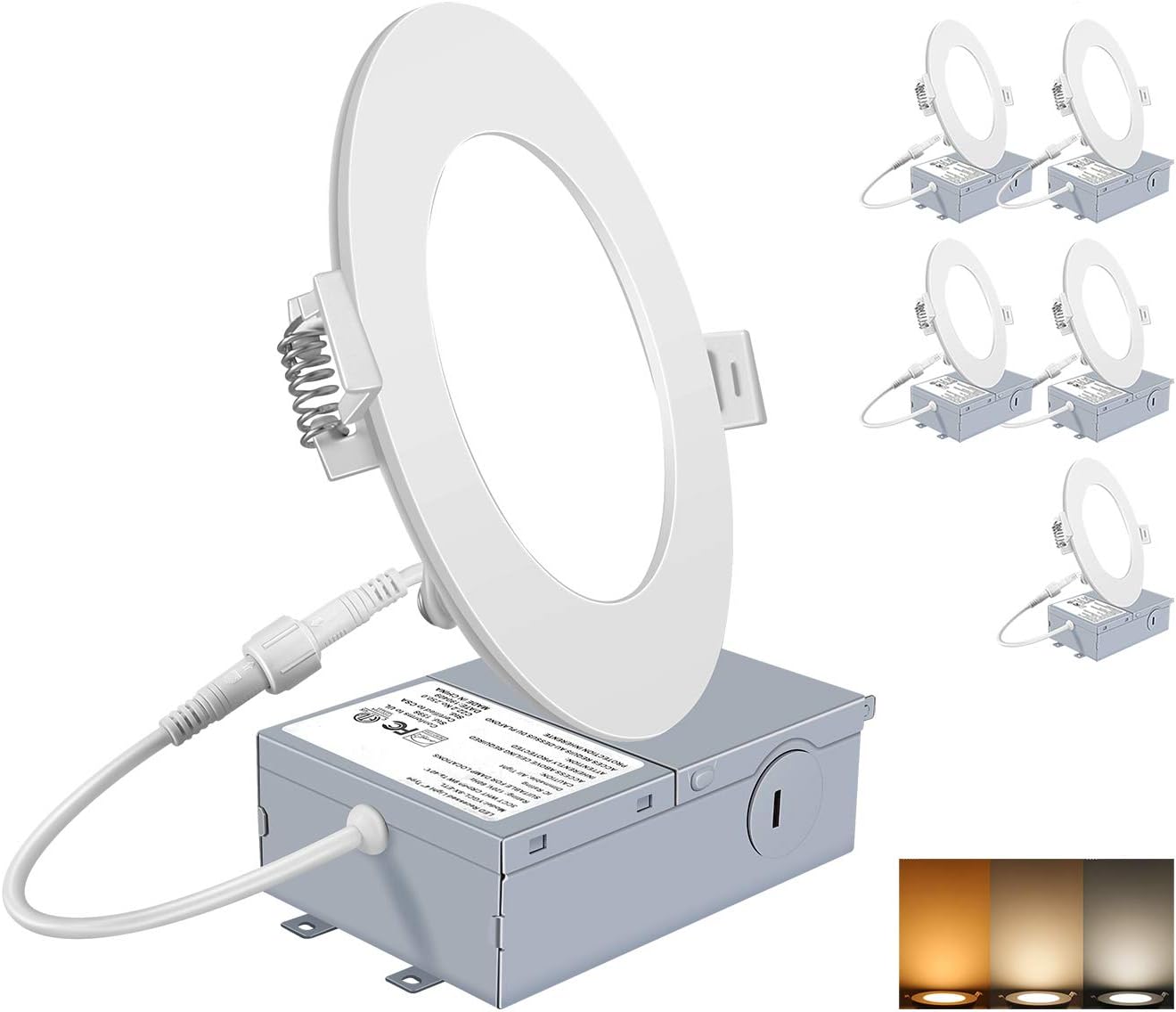 YUURTA (6-Pack) 4-Inch Recessed LED Pot Light/Downlight Color ...