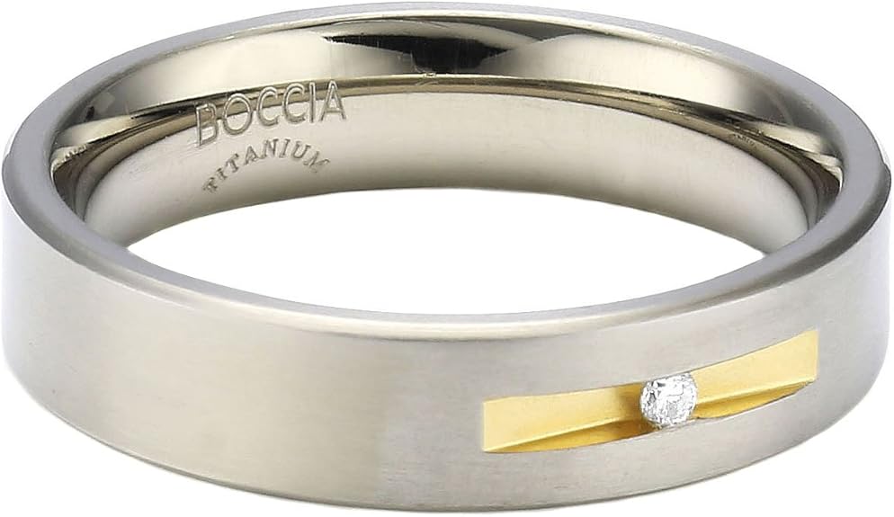 Boccia Women's Ring Titanium Bicolour 1 Diamond Cut 0.03 ct 01010856 ...