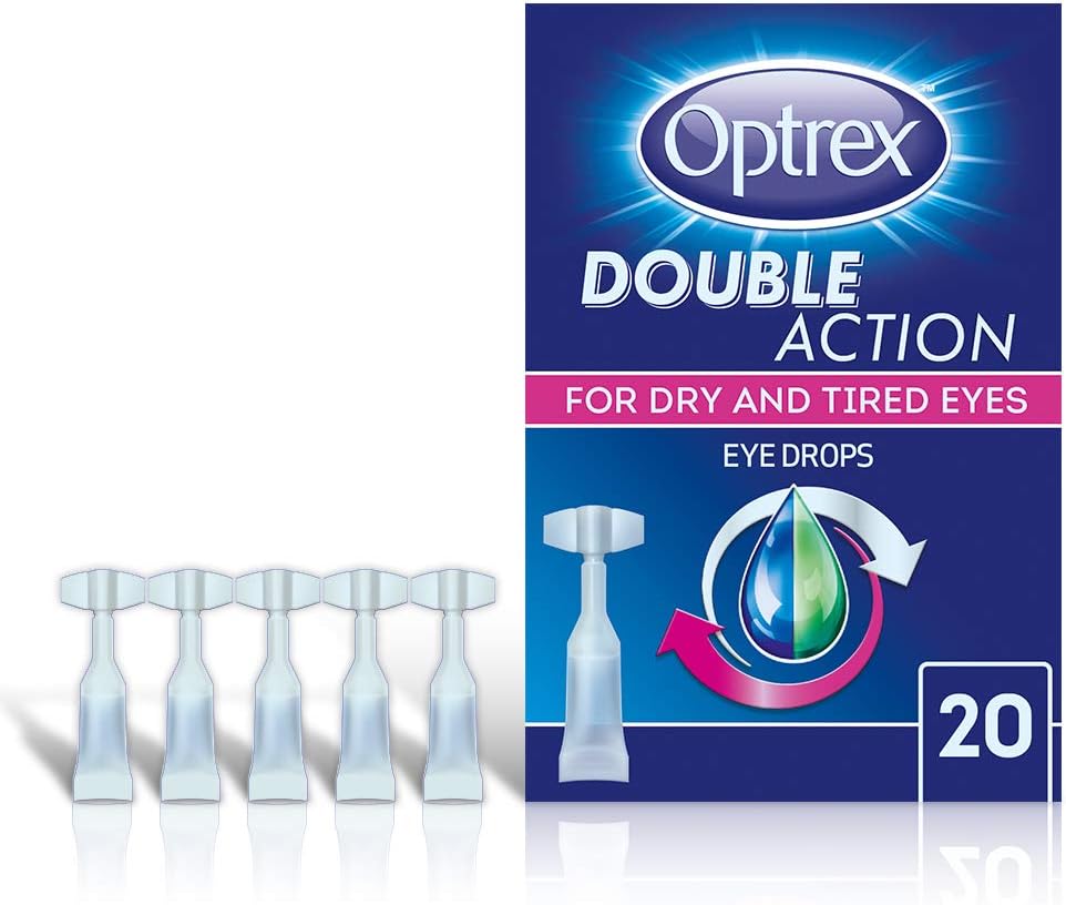 Optrex Double Action Rehydrating and Lubricating Eye Drops, Pack of 20 ...