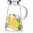Amazon.com | SUSTEAS 2.0 Liter 68oz Glass Pitcher with Lid, Easy Clean ...