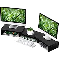 Amazon.com: Dual Monitor Stand Riser Office Desktop Organizer Stands ...