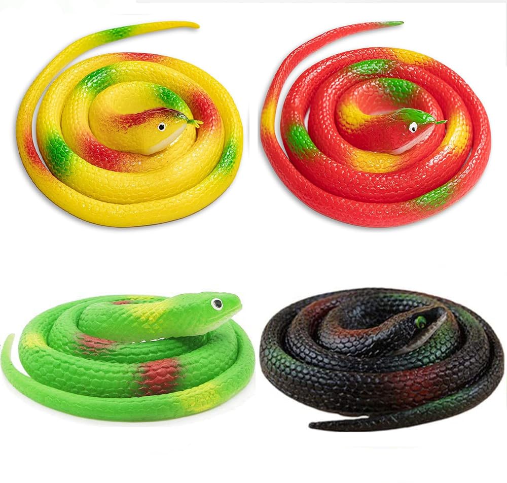 ZXZLDA Realistic Rubber Snakes to Scare Birds Away - 4 pcs Fake Snakes ...
