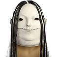 Amazon.com: Shqncoh White Cosplay Mask Medium Hair Latex Scary Full ...