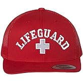 Red/White + Lifeguard Trucker Hat | Mesh Back Snapback Adjustable ...