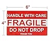SJPACK Large Fragile Stickers 4'' x 6'' Eye-catching Fragile - Handle ...