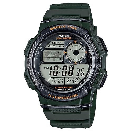 Casio AE1000W Series | Men’s Digital Watch | Green | 100M WR | Multi ...