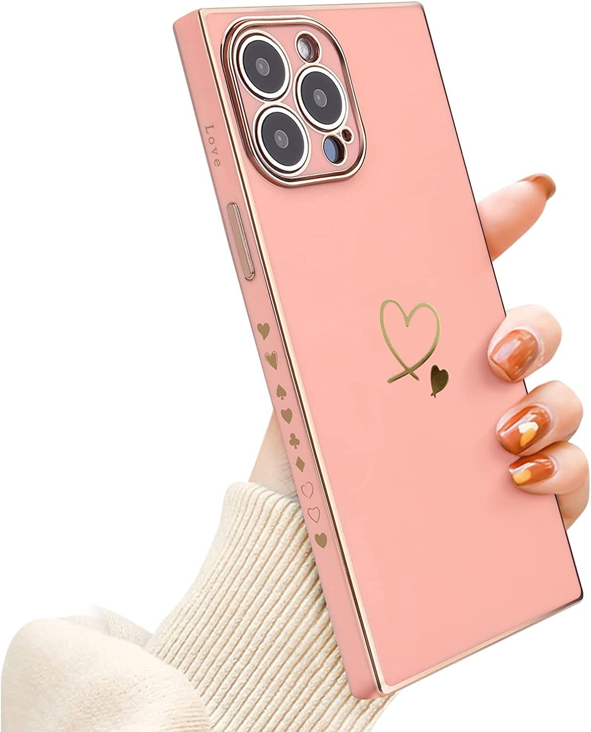 Newseego for iPhone 13 Pro Max Case, Luxury Cute Plating Black Gold ...