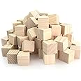 Amazon.com: Unfinished Wooden Blocks 1 inch, Pack of 50,Small Wooden ...