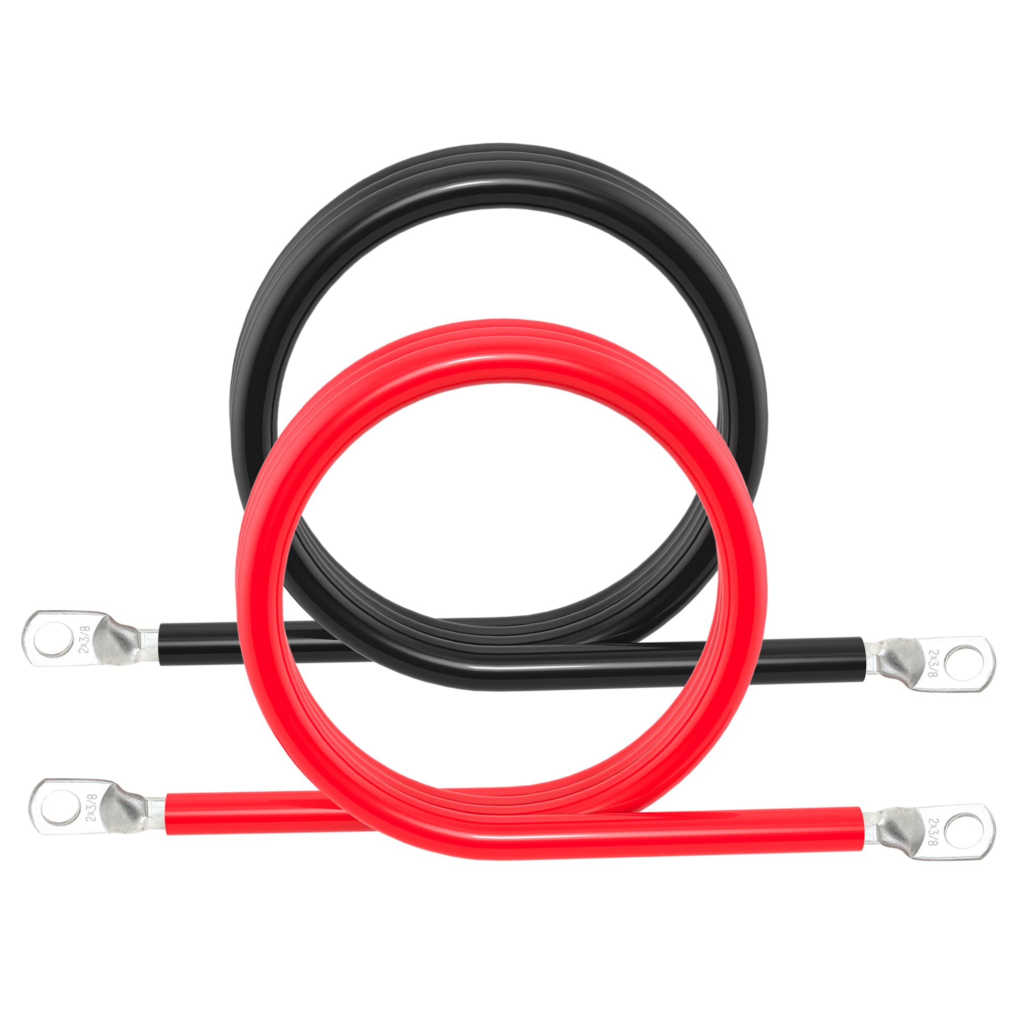 2 AWG Battery Cable 2AWG Gauge Battery Inverter Cables with 3/8 in Lugs ...
