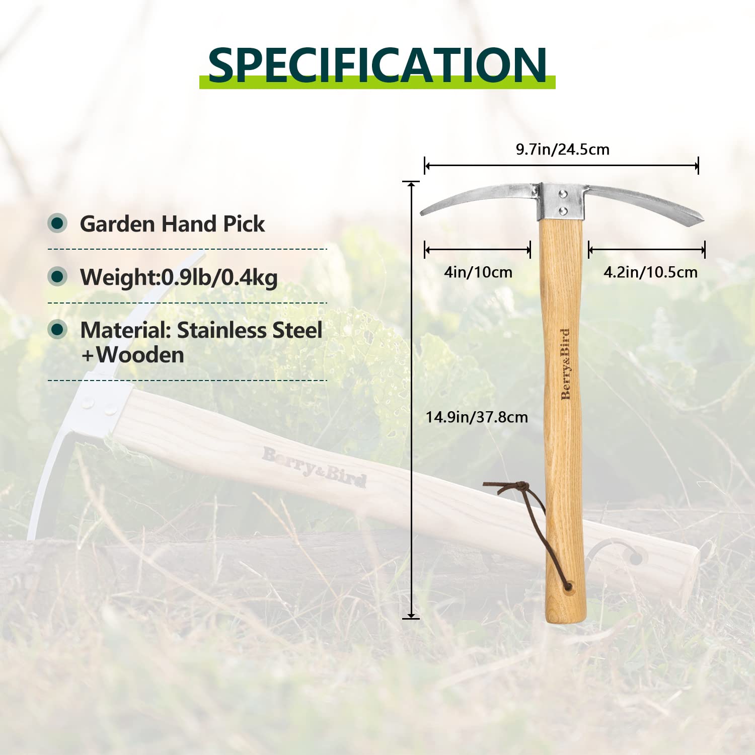Mua Berry&Bird Gardening Pick Axes, Stainless Steel Pickaxe Mattock Hoe ...