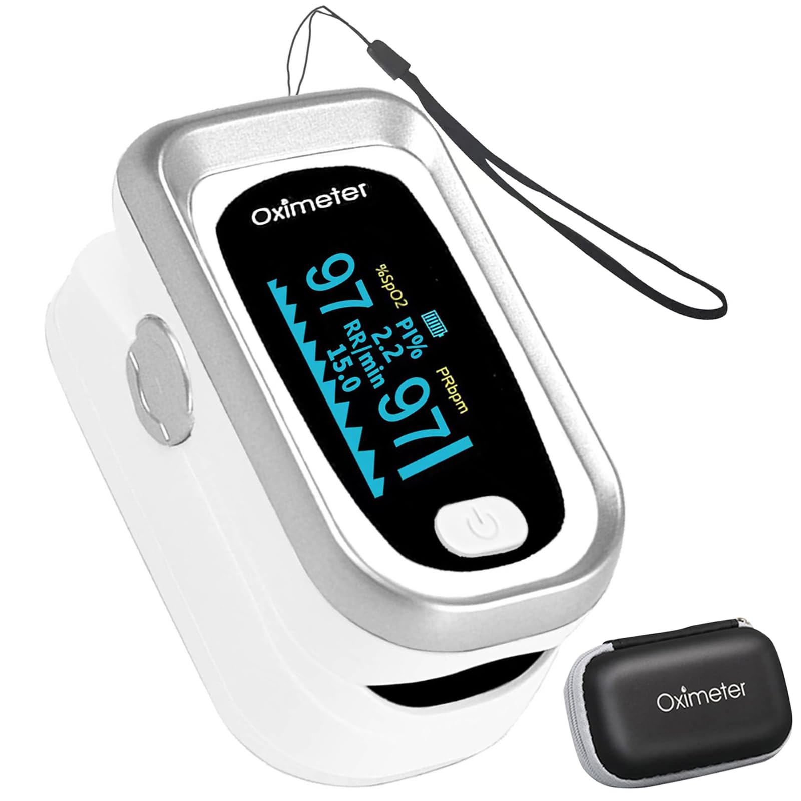 Pulse oximeter fingertip, large LED screen heart rate meter, adult ...