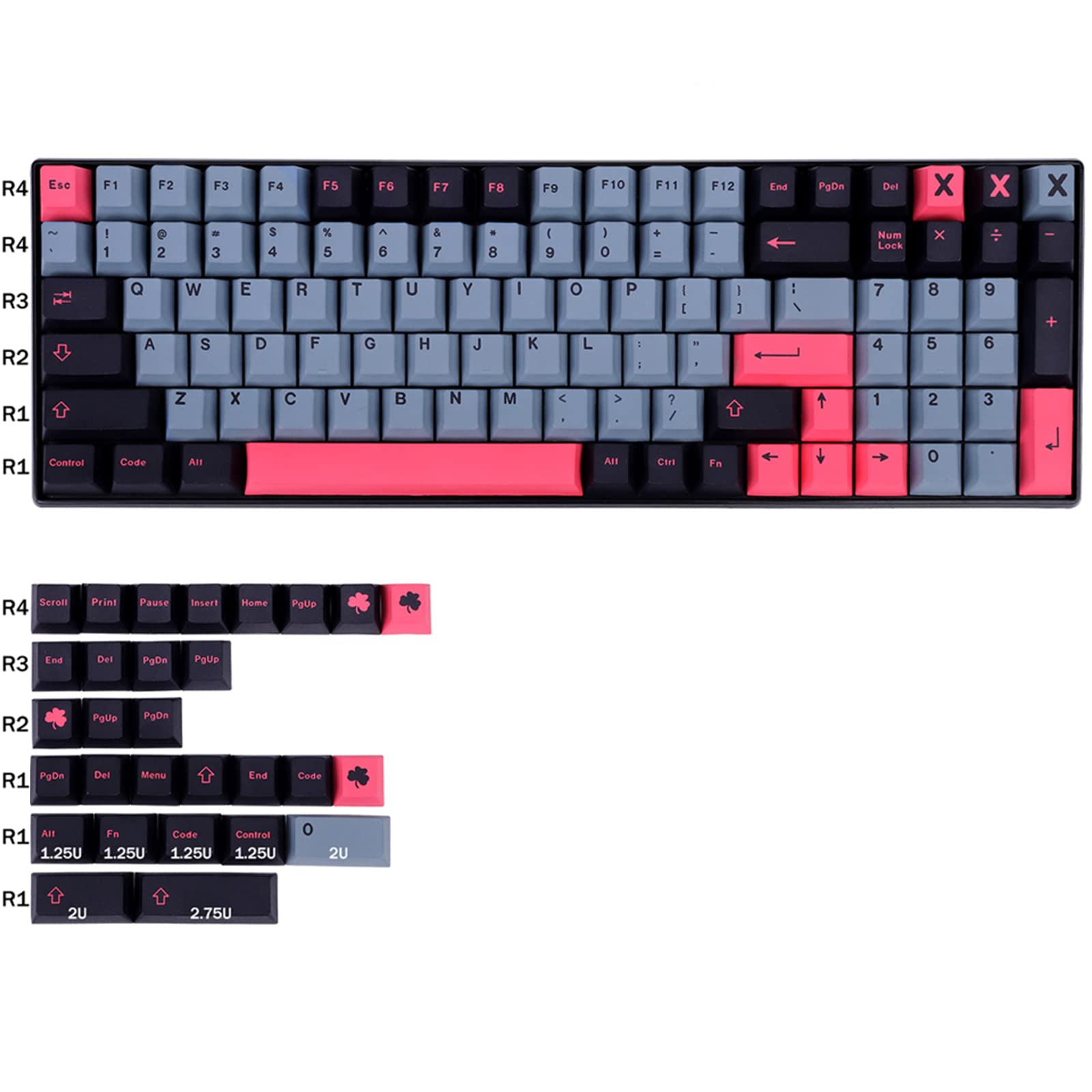 Mua PBT Dye-Sub 8008 Keycaps Set 129 Keys Cherry Profile Pink and Gray ...