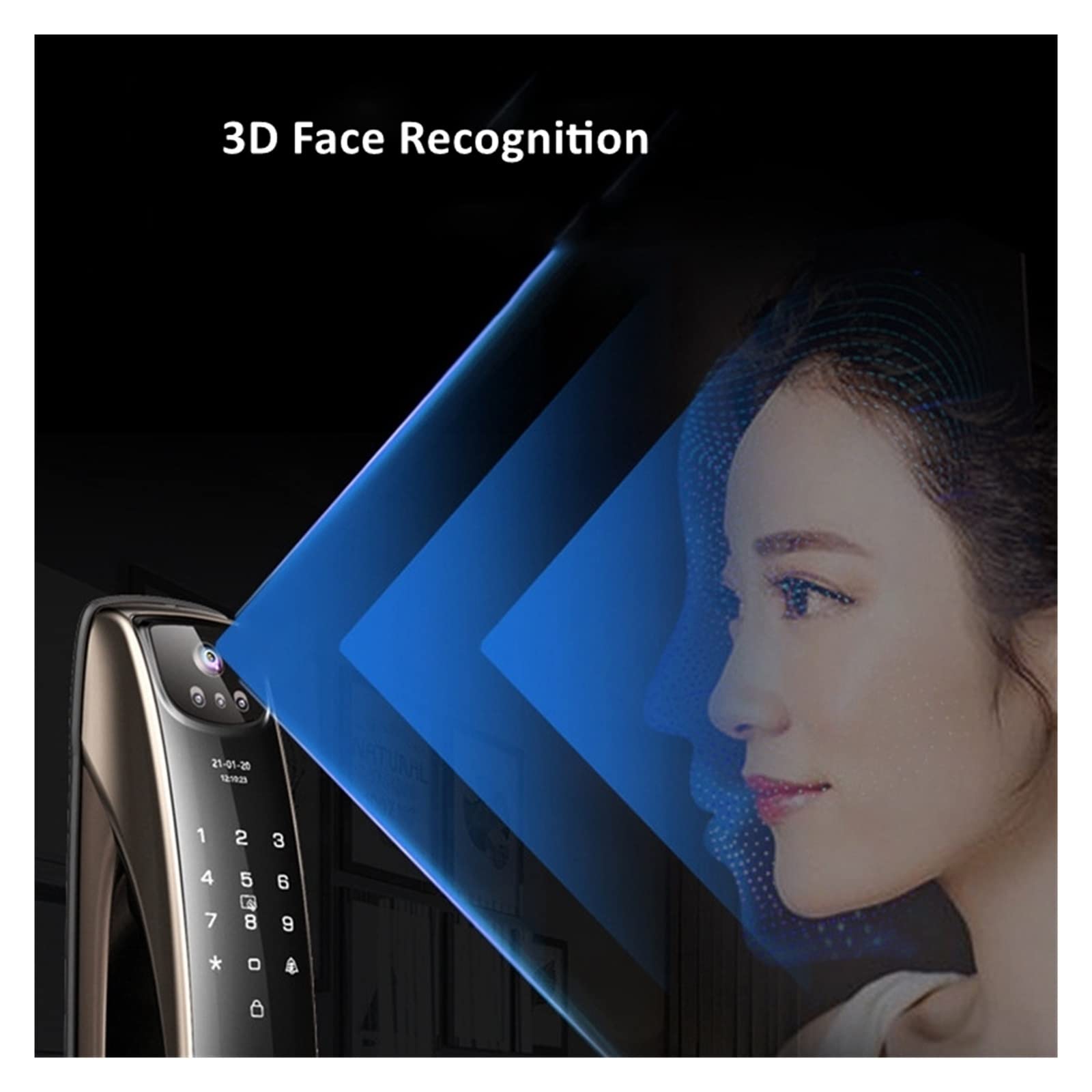 Smart Lock WiFi 3D Face Recognition Video Intercom Auto Monitoring Camera Fingerprint Password ...