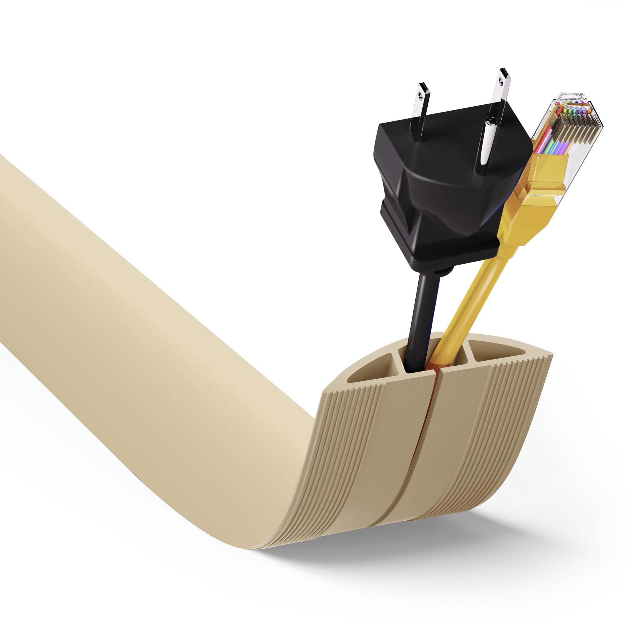ZhiYo 4ft Cord Hider Floor, Soft PVC Cord Covers for Wires on Floor ...