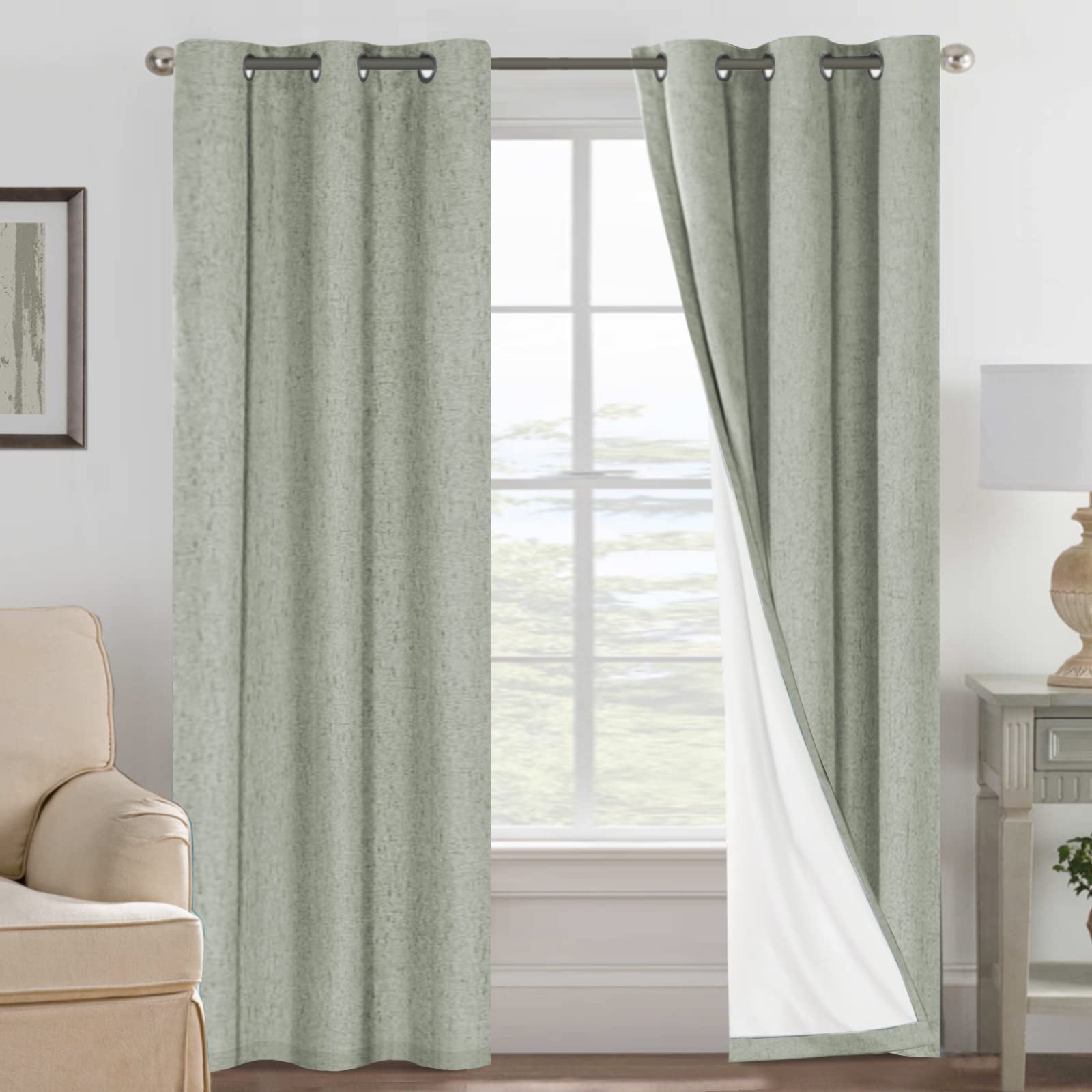 H.VERSAILTEX Primitive Linen Curtains 100% Blackout Curtain Drapes ...