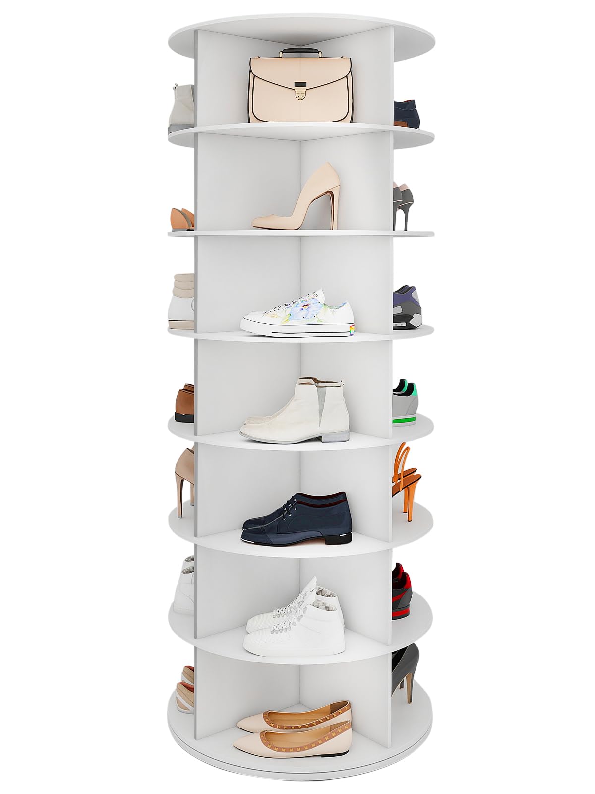 Toemics 7 Tier Rotating Shoe Rack Tower 28 Shelves, 360° Spinning ...