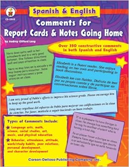Spanish & English Comments for Report Cards & Notes Going Home, Grades ...