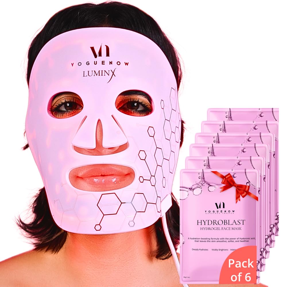 LuminX FDA Cleared LED Face Mask - LED Light Therapy Spa Kit with 6 Pcs ...