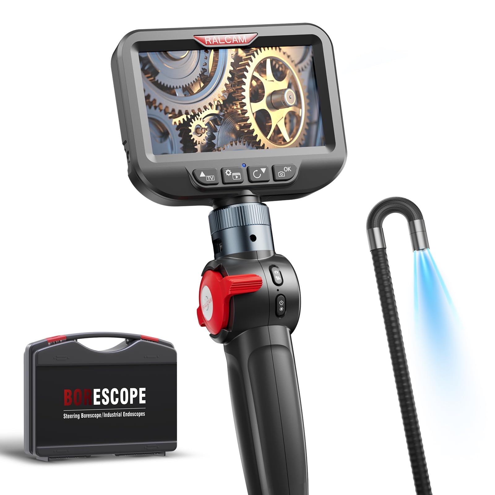 Ralcam Two-Way Articulating Borescope, Industrial Endoscope Camera with ...