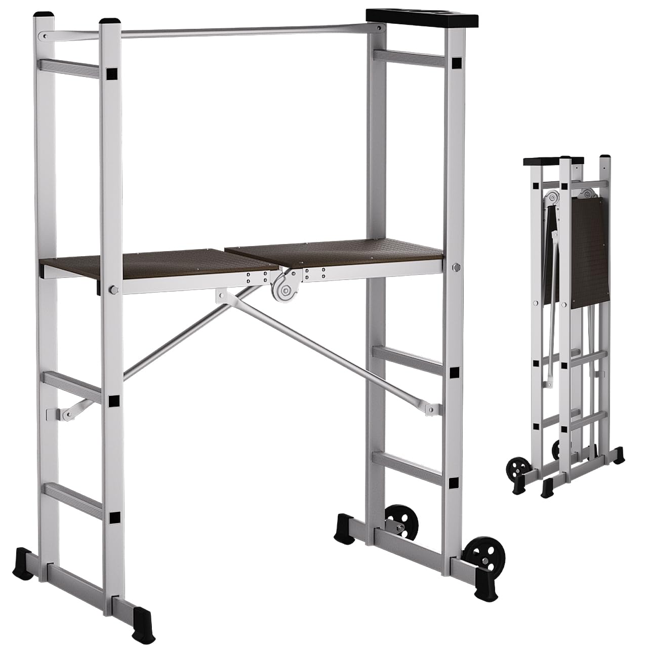 APARECIUM Foldable Aluminum Scaffolding, Portable Scaffolding Ladder ...