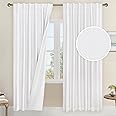Amazon.com: LAMIT White 100% Blackout Linen Curtains, 72 Inches Linen ...