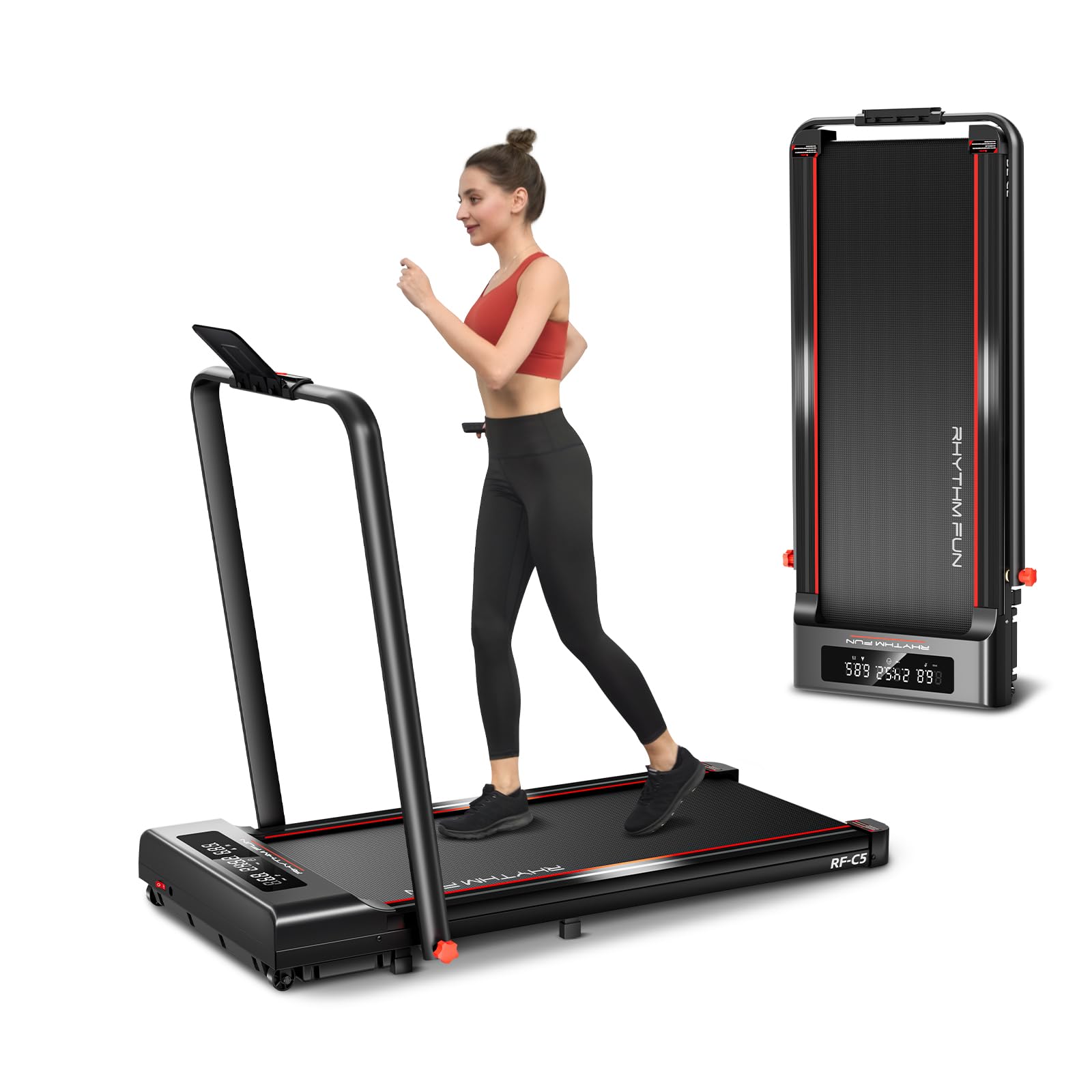 RHYTHM FUN Incline Foldable Treadmill, Walking Pad Treadmill with ...