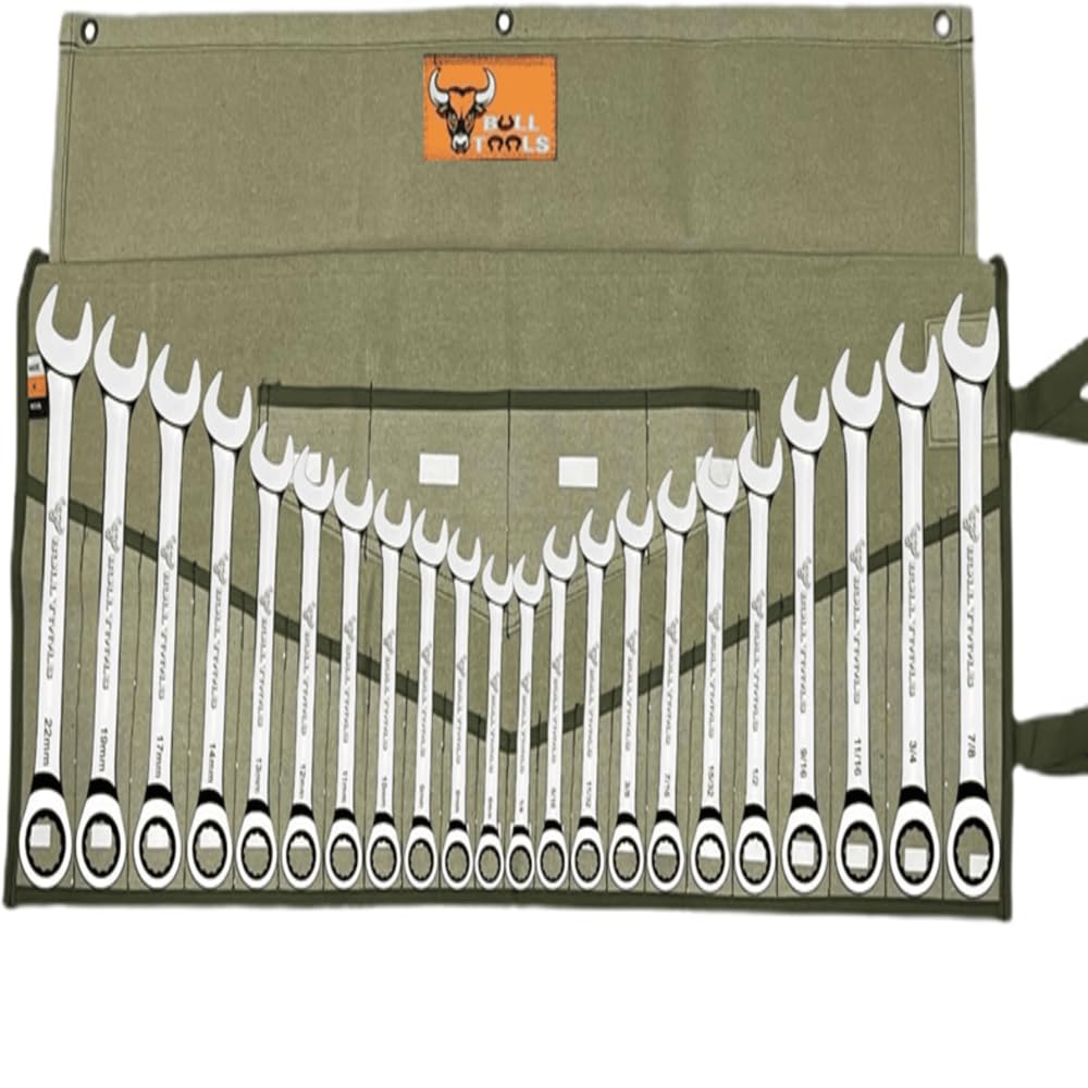 BULL TOOLS Tool Roll Organizer with 26 Pockets for Wrenches, Metric ...