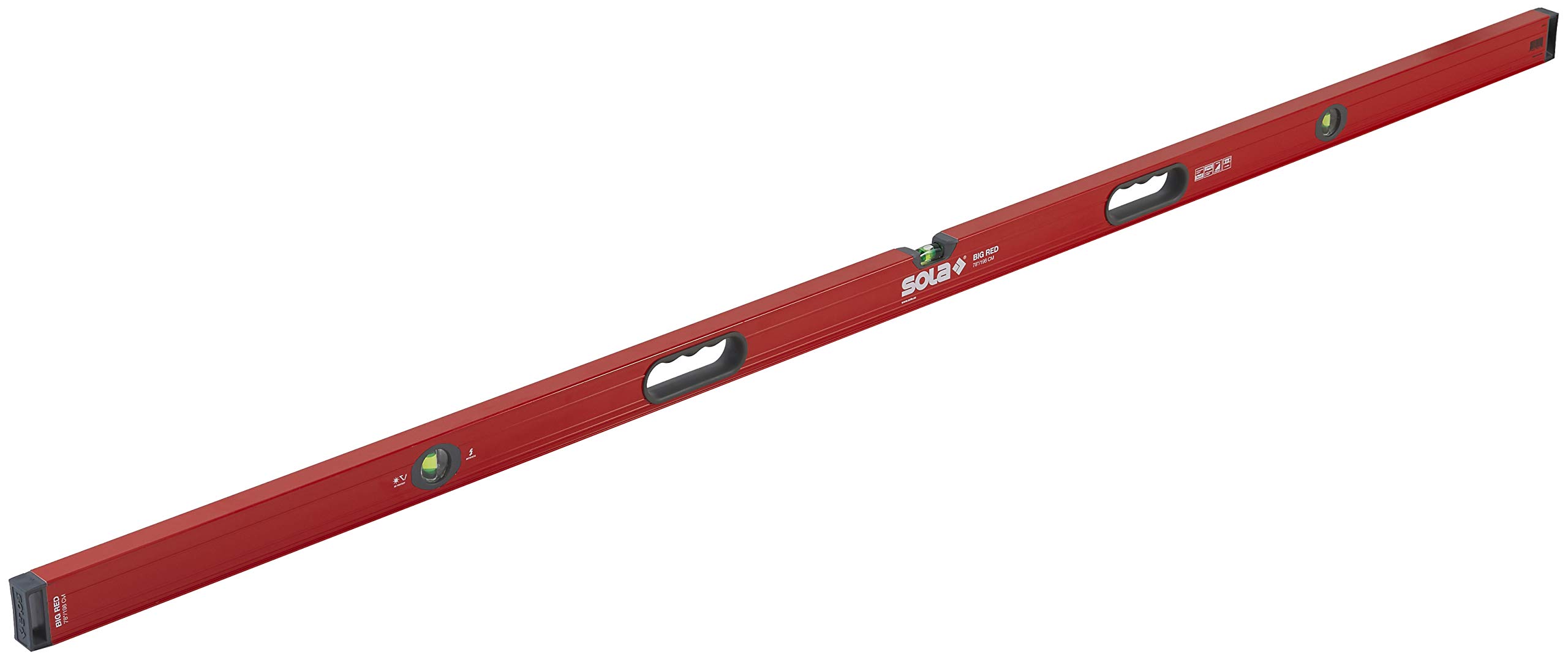 SOLA LSB78 Big Red Aluminum Box Beam Level with 3 60% Magnified Vials ...