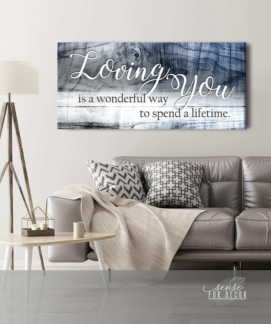Sense Of Art Above Bed Lovers | Couples Wall Decor Wood Framed Canvas ...