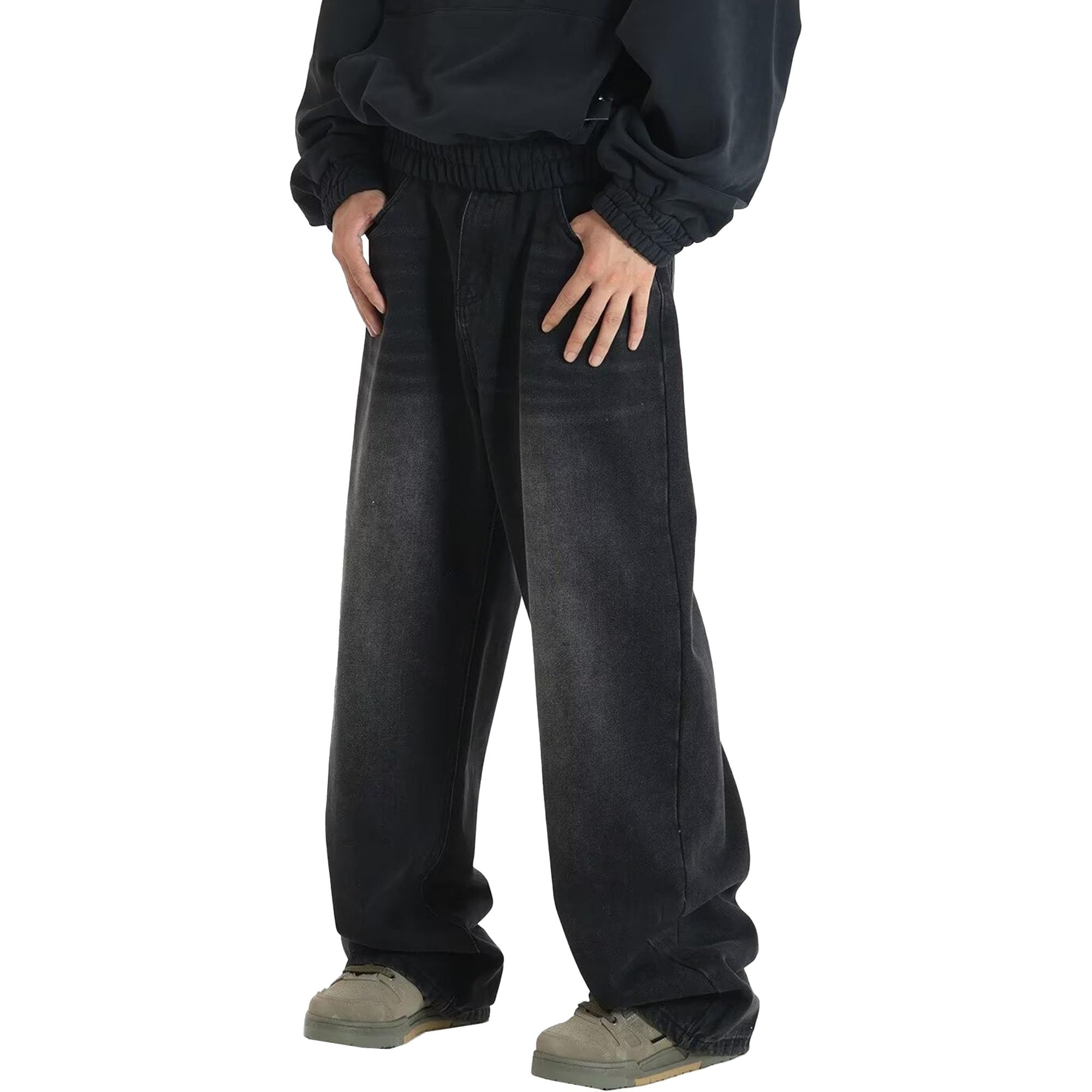 qcdyrxf Baggy Jeans Men Loose Fit Denim Pants Y2K Jeans Streetwear ...